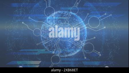 Digital globe with interconnected lines and nodes representing global ...