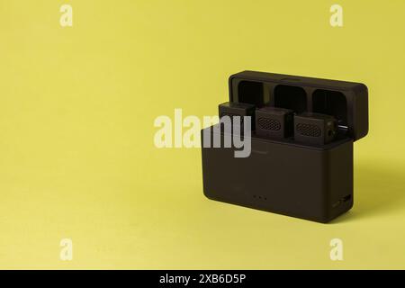 Black mini wireless mic, simple and flexible. commonly used by content ...