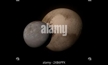 Charon, the largest moon of Pluto, as it gracefully orbits the dwarf ...