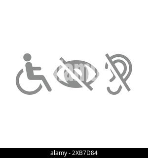 Disability glyph icon set, disabled people collection, vector sketches ...