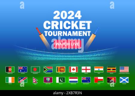 stadium of cricket showing flags of participating countries Stock ...