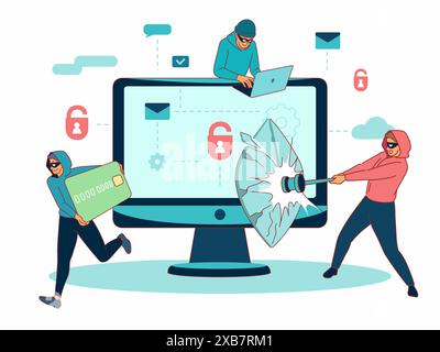Hackers steal information. Cyber criminals hack personal data from ...