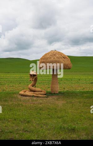 Handmade metal decorative snake. Reptile made of motorcycle parts chain ...