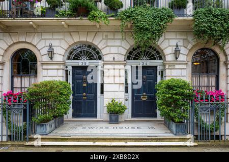 Fitzroy Square London. Doorways of number 34 and 35 Fitzroy Square ...