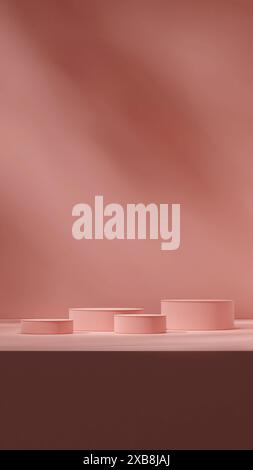 Pink podium show in pink color background japanese style.3D rendering ...