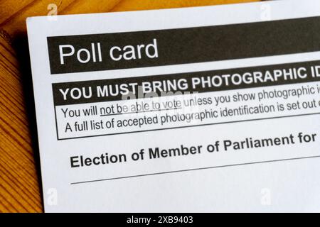 Torquay, UK. 11th June, 2024. Poll Card received in the post for the ...