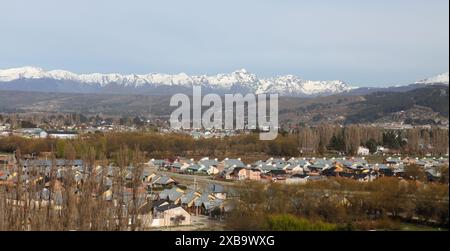 landscape of hills andtown of Esquel, Patagonia, Argentina Stock Photo ...