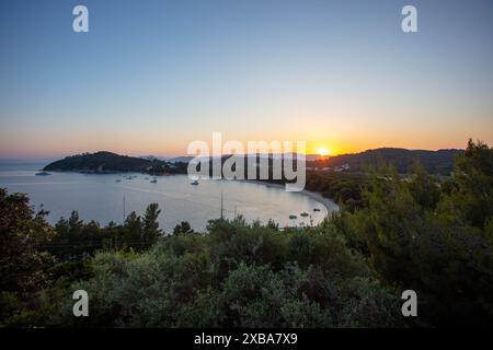 Koukounaris Beach Skiathos Island Greece at Sunset Stock Photo - Alamy