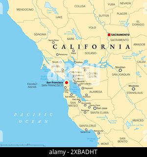 San Francisco Bay Area, region of the U.S. state California, gray ...