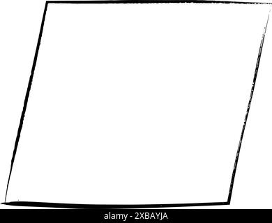 Frame parallelogram texture element, outline border grunge shape icon ...