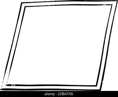 Frame parallelogram texture element, outline border grunge shape icon ...