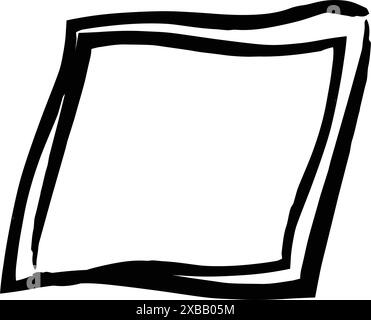 Frame parallelogram texture element, outline border grunge shape icon ...