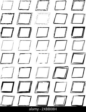 Frame parallelogram texture element, outline border grunge shape icon ...