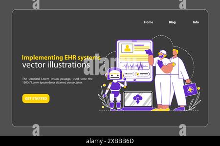 EHR technology. Electronic medical record concept. Patient and doctor ...