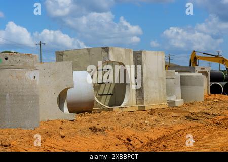 Installation of underground drainage pipes for discharge of rainwater ...