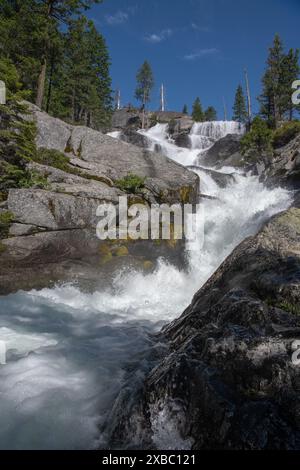 Canyon Creek Waterfall in the Trinity Alps wilderness in the mountains ...