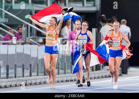 Louise Maraval of France competing in the Women's 400 Metres Hurdles ...