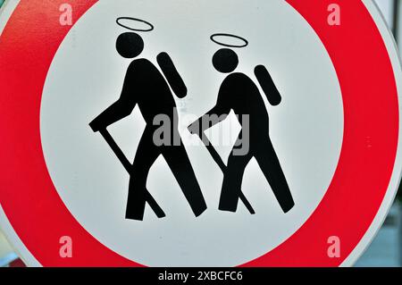Traffic sign, Passage prohibited for pilgrims, Germany, Europe Stock ...