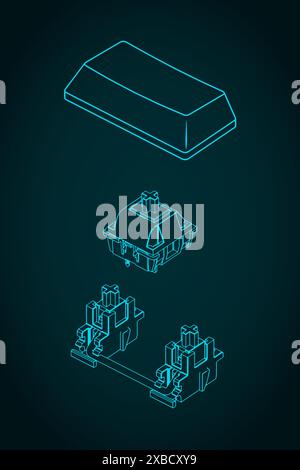 Stylized vector illustration of blueprints of mechanical suspension ...