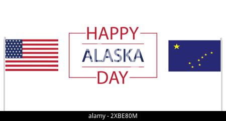 Happy Alaska Day A Festive Text with Flag Illustration Stock Vector ...