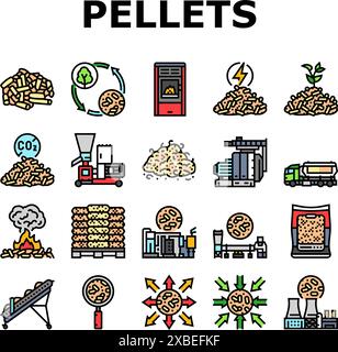 wood pellets timber plywood icons set vector Stock Vector Image & Art ...