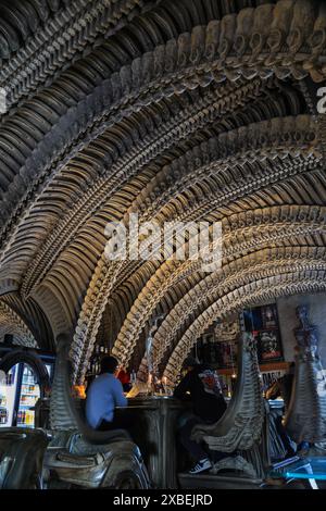 Ceiling design of the Giger Bar in Gruyeres Stock Photo - Alamy