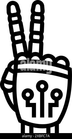 victory robot hand gesture line icon vector illustration Stock Vector ...