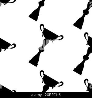 Winner trophy cup seamless pattern. Black simple silhouette texture ...