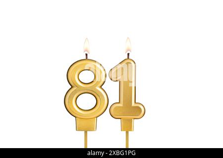 Birthday candle number 81 on white background Stock Photo - Alamy