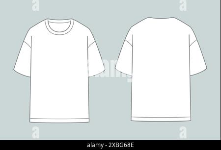 Simple t shirts line templates set. Front and back view in white, gray ...