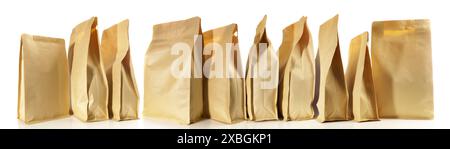 Different size paper bags isolated on white Background Stock Photo - Alamy