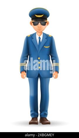 pilot uniform suit work clothes vector illustration isolated on white ...