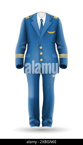 pilot uniform suit work clothes vector illustration isolated on white ...