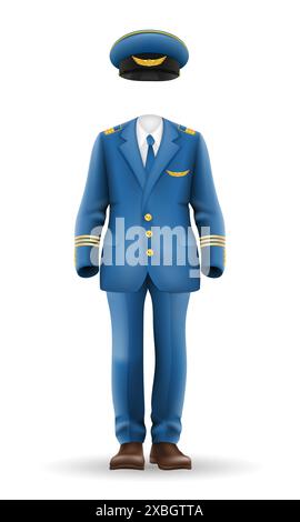pilot uniform suit work clothes vector illustration isolated on white ...
