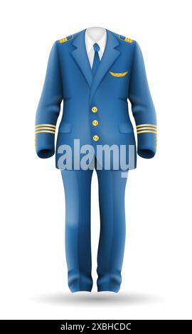 pilot uniform suit work clothes vector illustration isolated on white ...