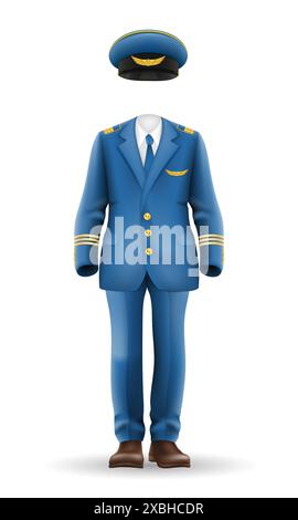 pilot uniform suit work clothes vector illustration isolated on white ...