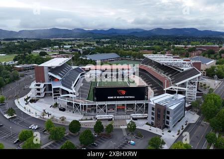 A general overall aerial view of Reser Stadium at Oregon State, Friday ...