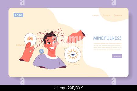 Mindfulness. Cheerful male character getting psychological therapy ...