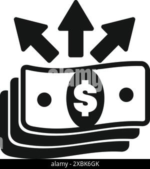 Dollar bills increasing in value following upward trend indicated by a ...