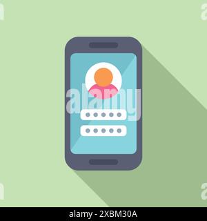 Smartphone displaying a user profile with password login screen ...