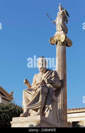 Statue of Plato (by sculptor Leonidas Drosis). Academy of Athens ...