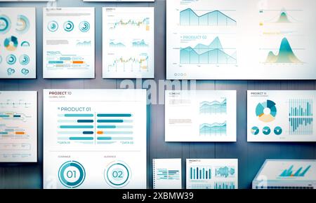 Set of documents with business charts on the table Stock Photo - Alamy