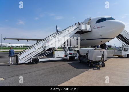 A wide-body aircraft Airbus 310-300 Novespace. Airplane for simulating ...