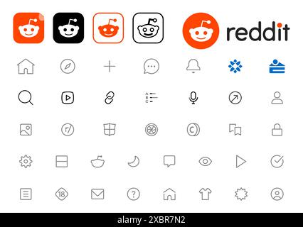 Reddit Set Of Mobile App Interface Icons And Logos Social Media