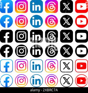 Set instagram and threads icons. Black and Instagram color icons ...