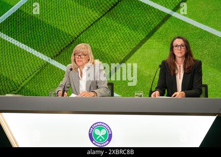 AELTC Chief Executive Sally Bolton speaking to the media during a ...