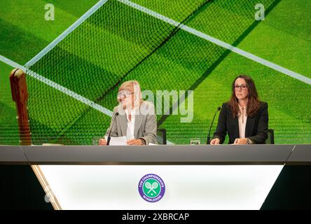 AELTC Chief Executive Sally Bolton speaking to the media during a ...