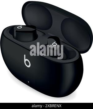 Apple Beats Studio Buds in Black color, isolated on a transparent ...