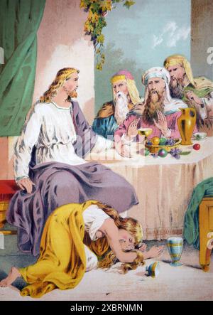Illustration of Mary Magdalene at A Banquet at the Pharisee's House ...