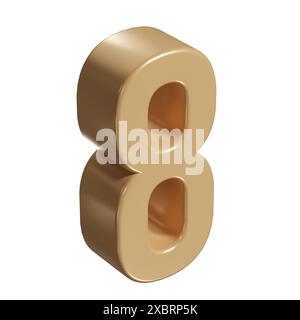 3d number eight 8 golden or bronze shining typography symbol or sign ...